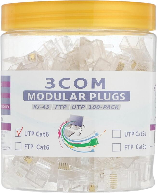 Cat6 modular rj45 connectors, 100-pack
